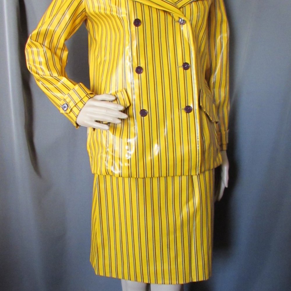 Super Mod 1960 Era Vinyl Suit Jacket Mini Skirt Lemon… - Gem